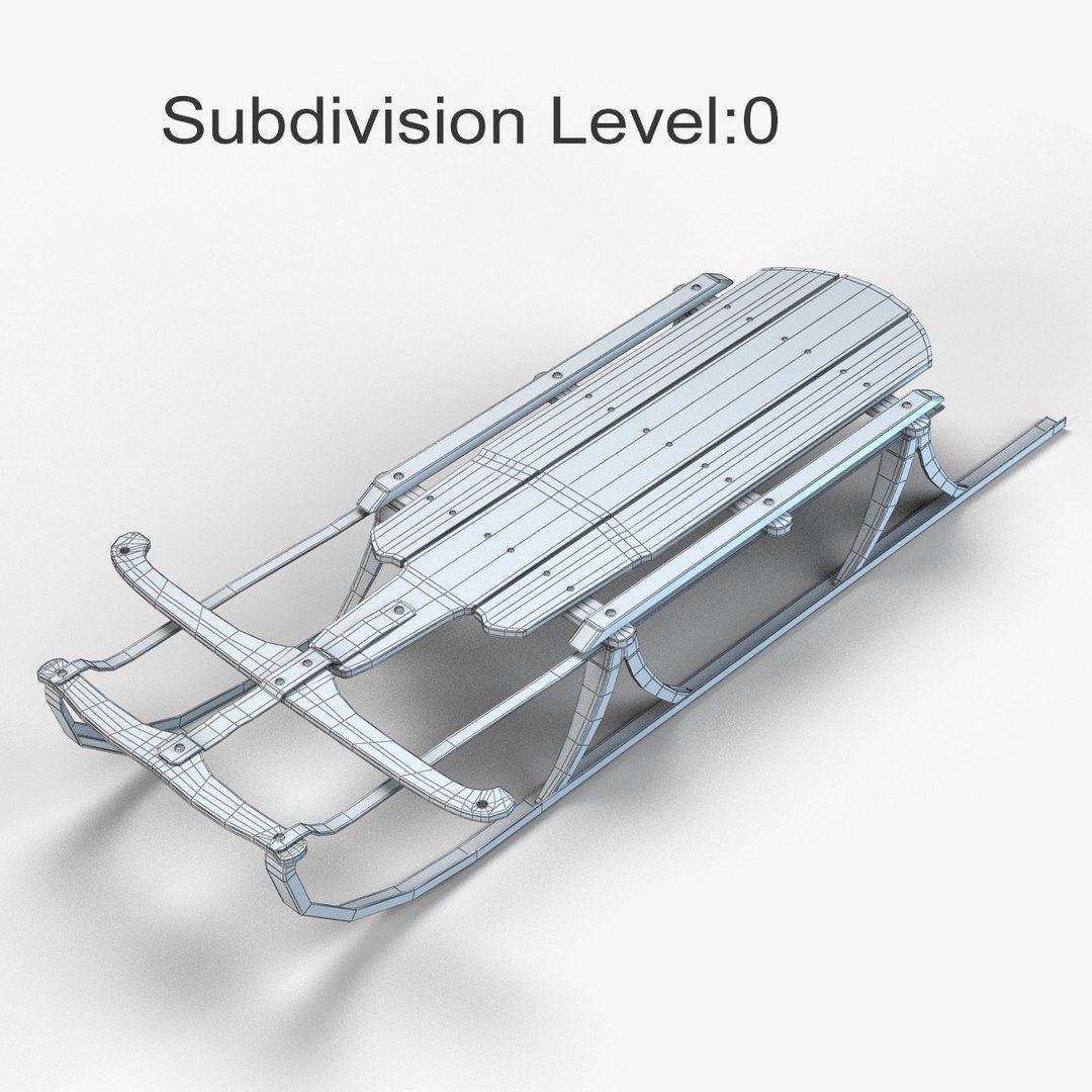 Vintage Wood Sled 3d Model