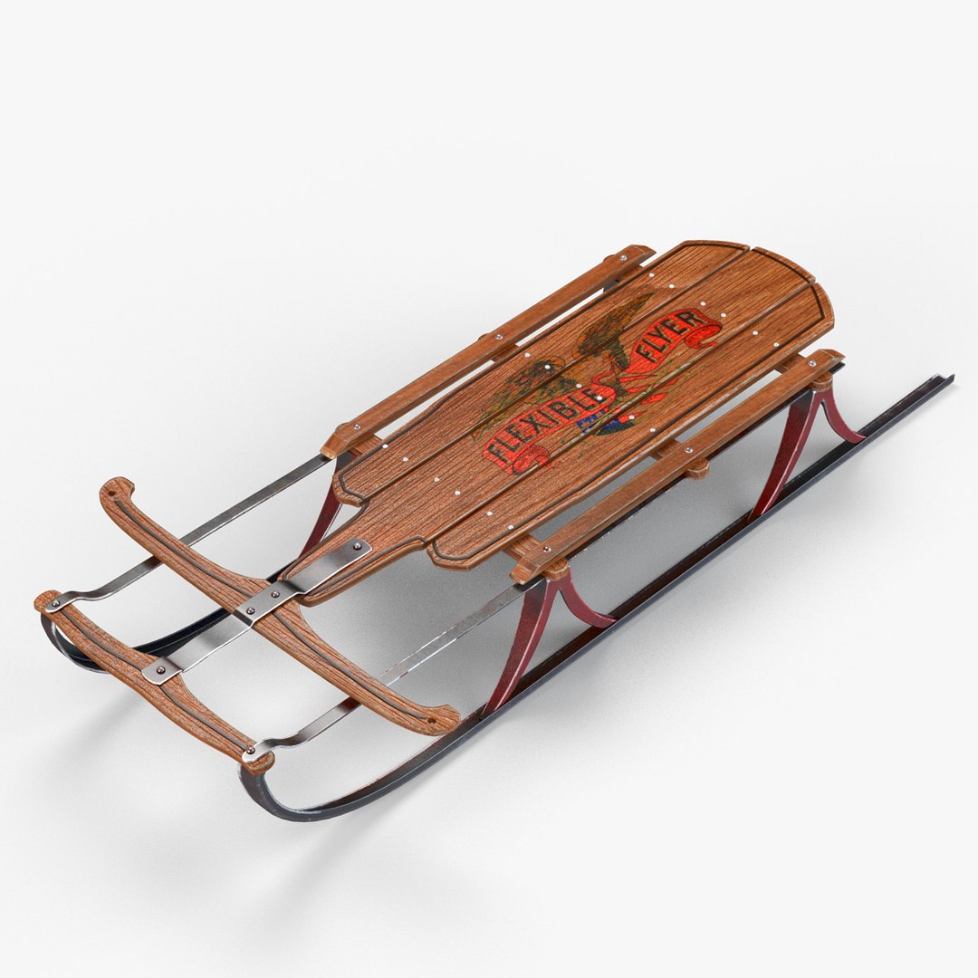 Vintage Wood Sled 3d Model