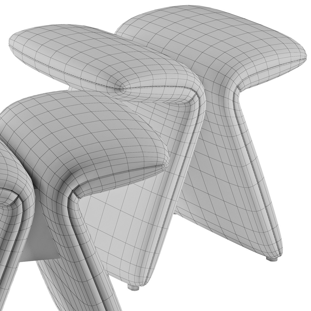 3D model Butterfly stool leather and boucle - TurboSquid 2110234