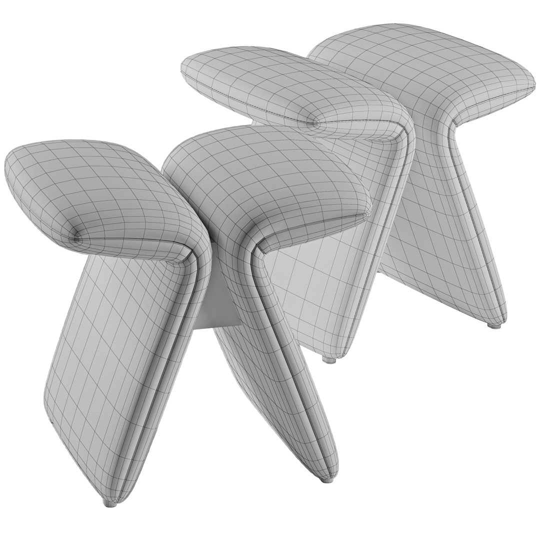 3D model Butterfly stool leather and boucle - TurboSquid 2110234