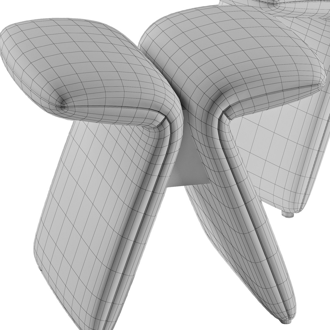 3D model Butterfly stool leather and boucle - TurboSquid 2110234