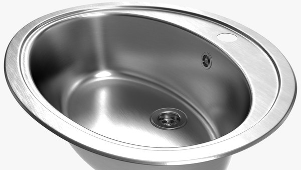Oval Kitchen Sink with Overflow Drain 3D model - TurboSquid 1734849