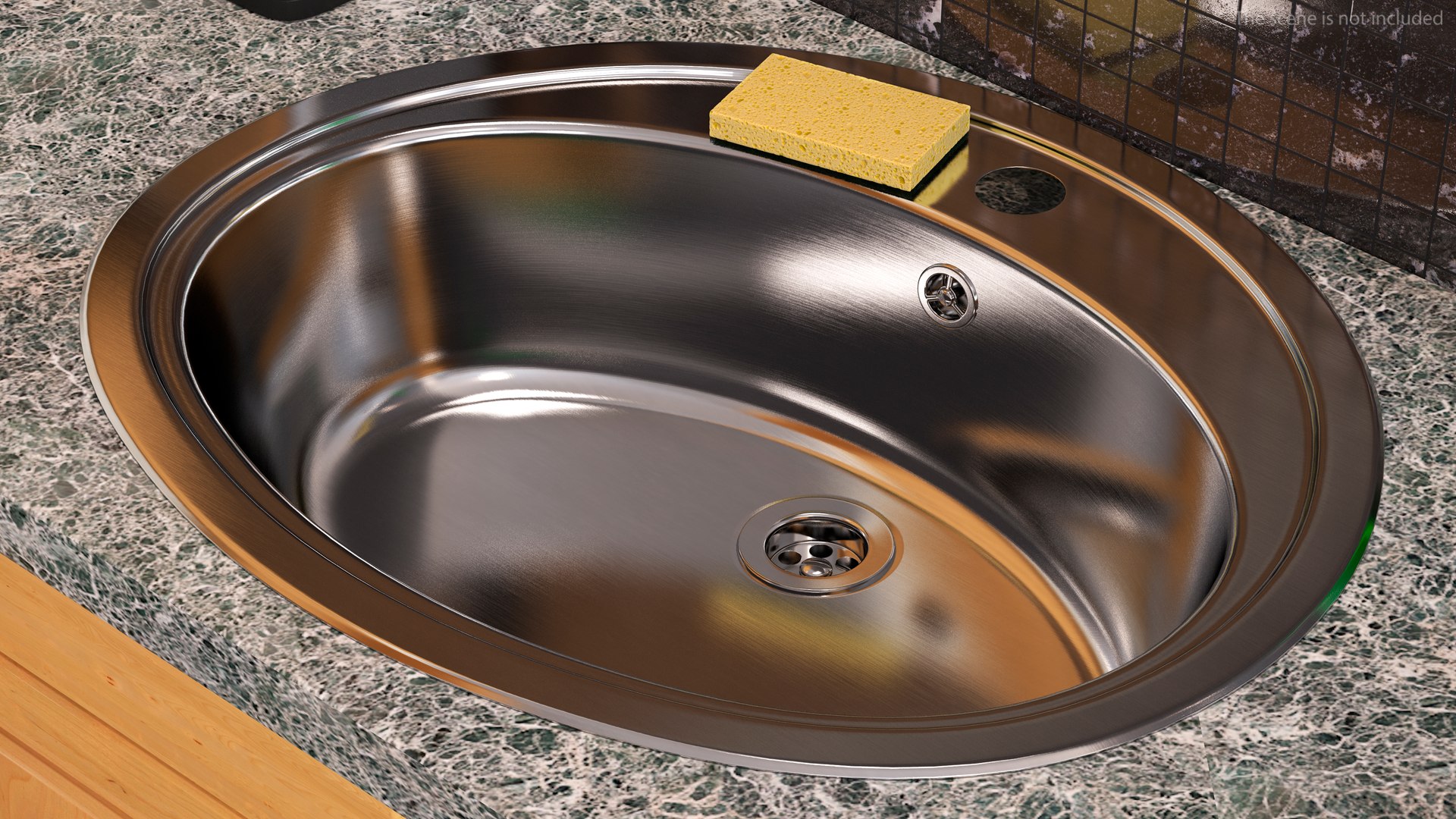 Oval Kitchen Sink With Overflow Drain 3D Model - TurboSquid 1734849