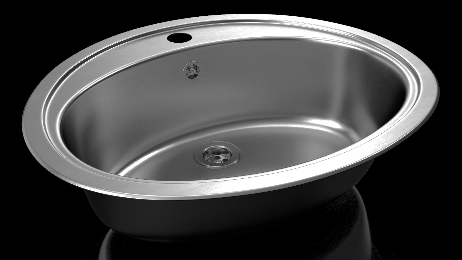 Oval Kitchen Sink With Overflow Drain 3D Model - TurboSquid 1734849