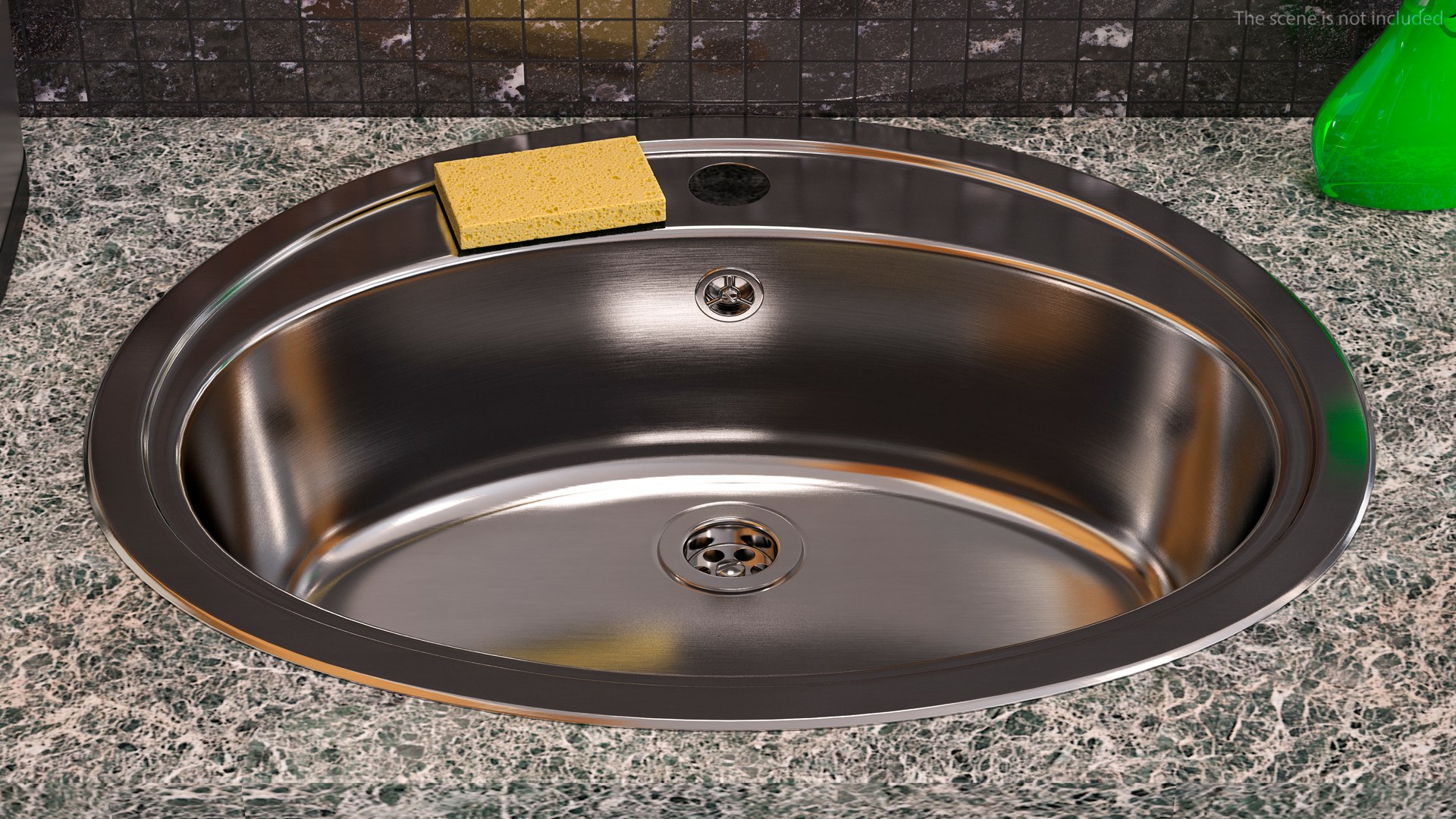Oval Kitchen Sink With Overflow Drain 3D Model - TurboSquid 1734849