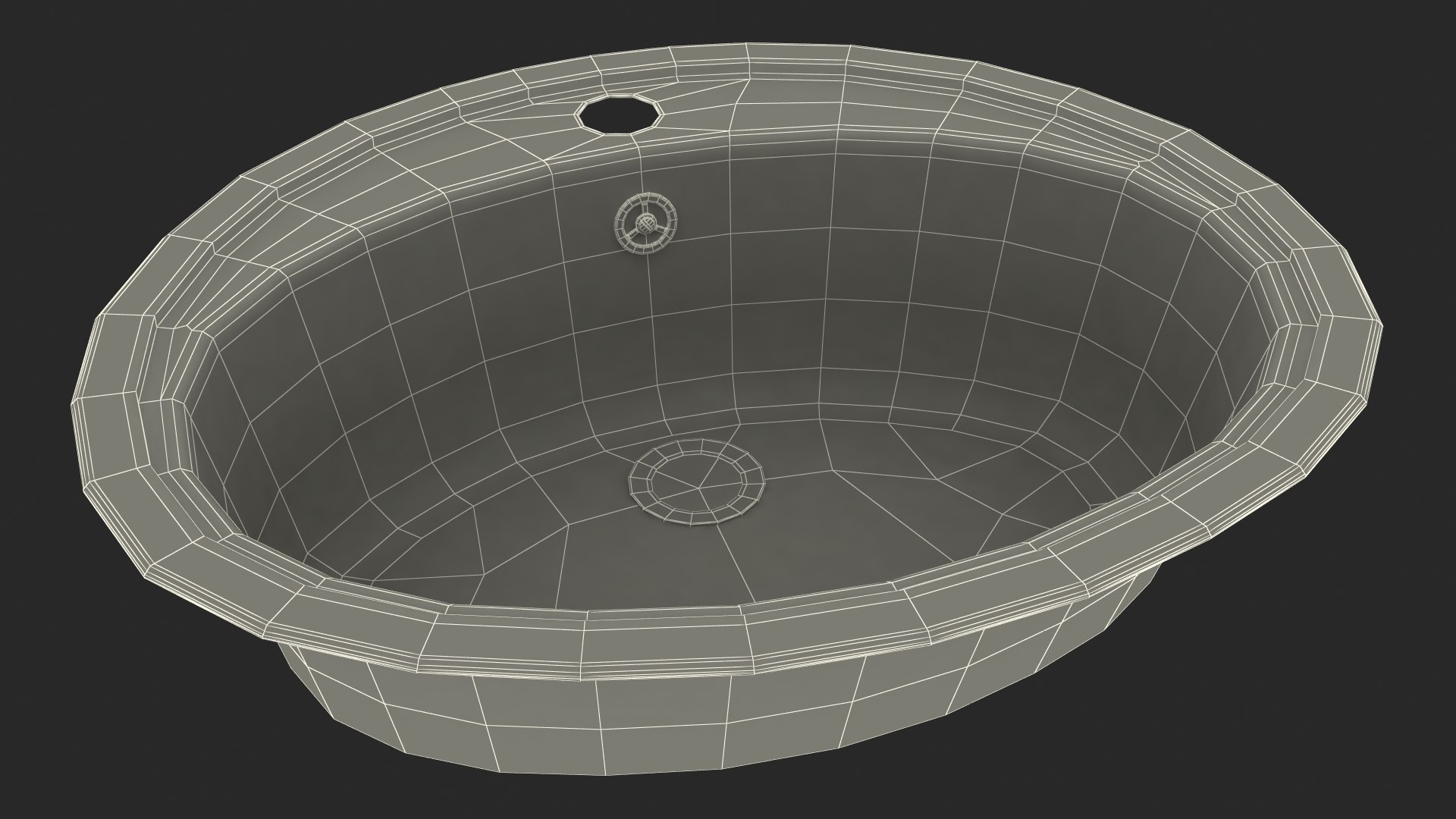 Oval Kitchen Sink with Overflow Drain 3D model - TurboSquid 1734849