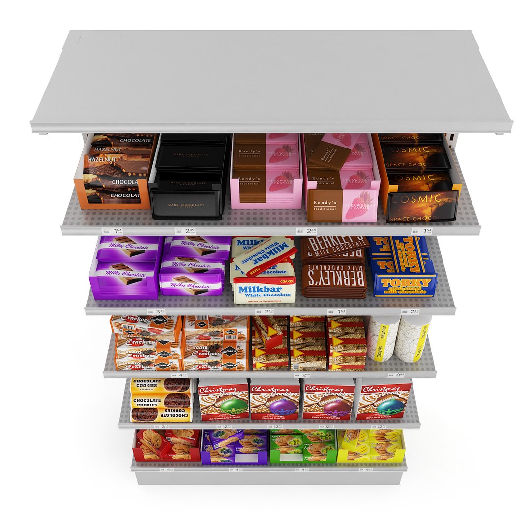 3d Supermarket Shelf Cookies Chocolates