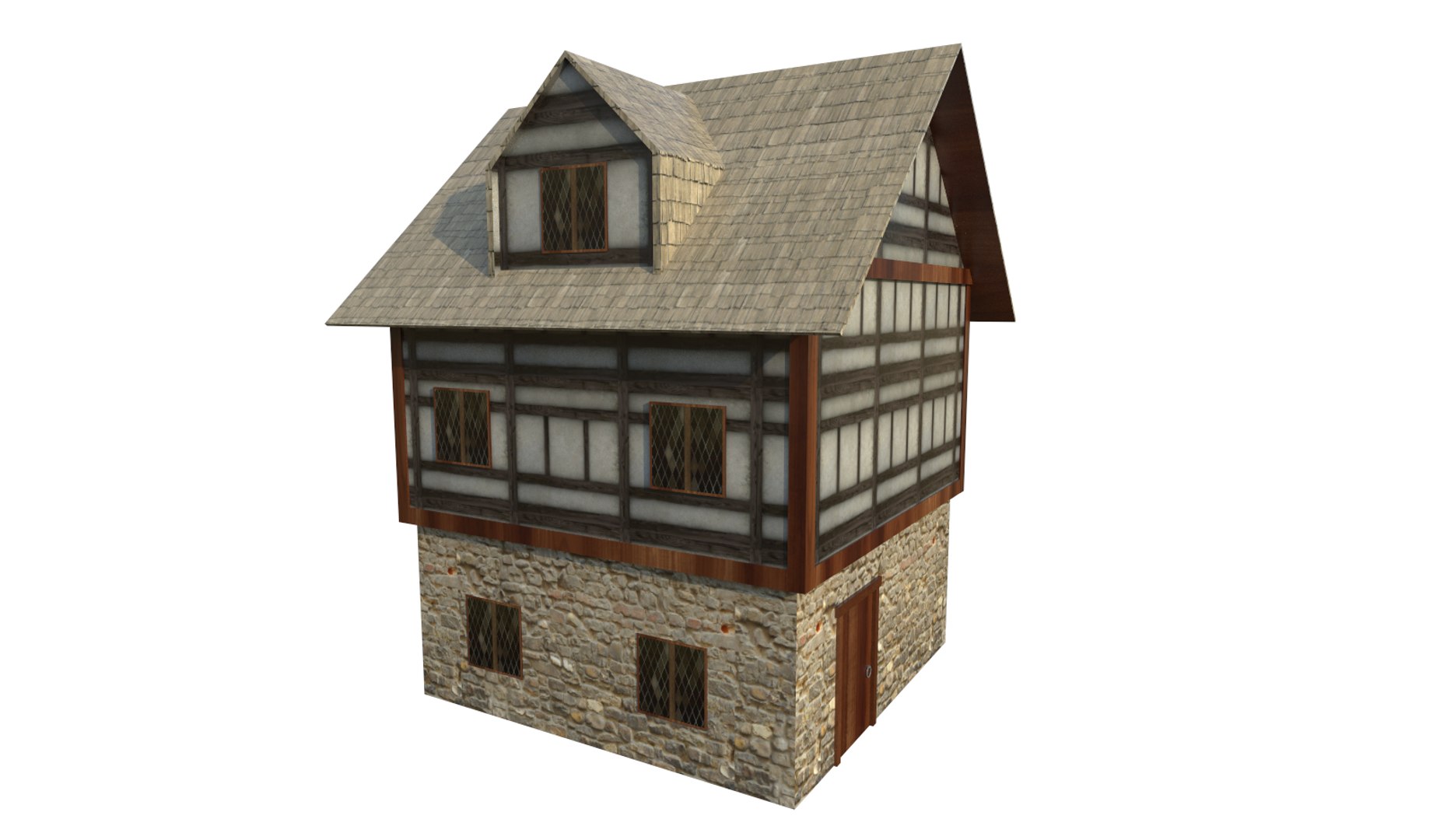 medieval house 3d obj