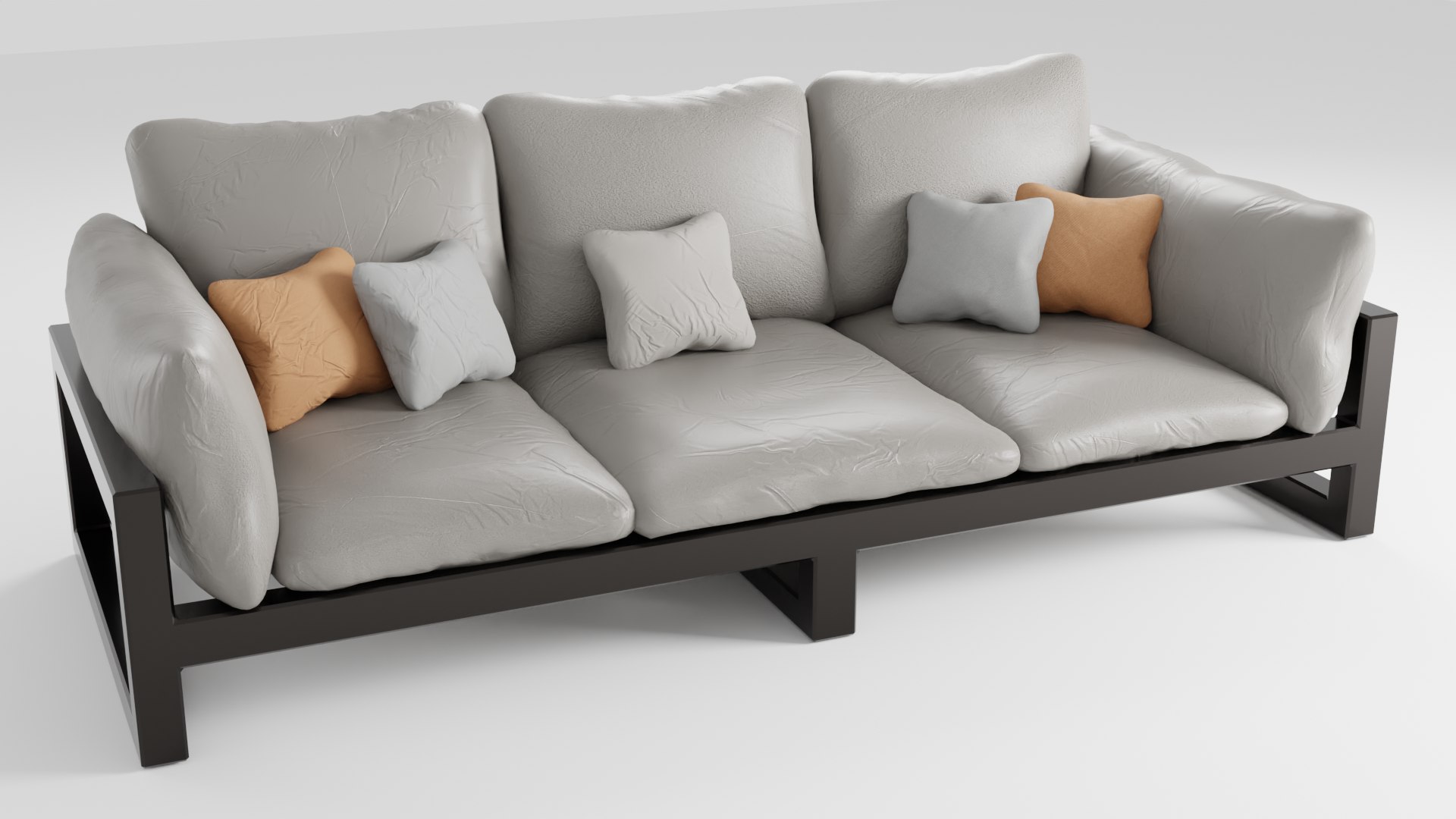 Leather Sofa On A Metal Base In Light Colors 3D - TurboSquid 2230331