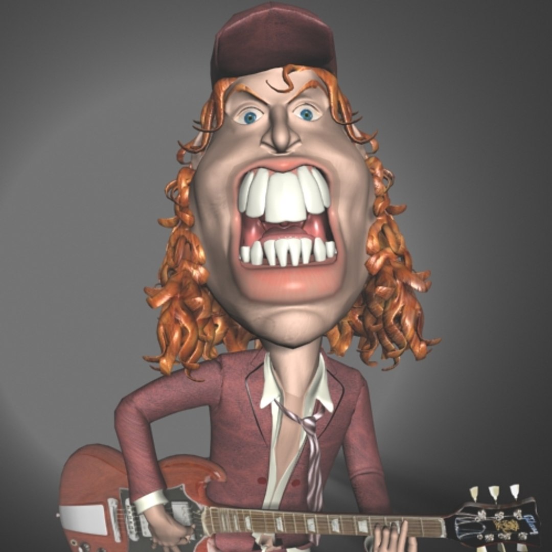 Angus Young Toon Character 3d Model