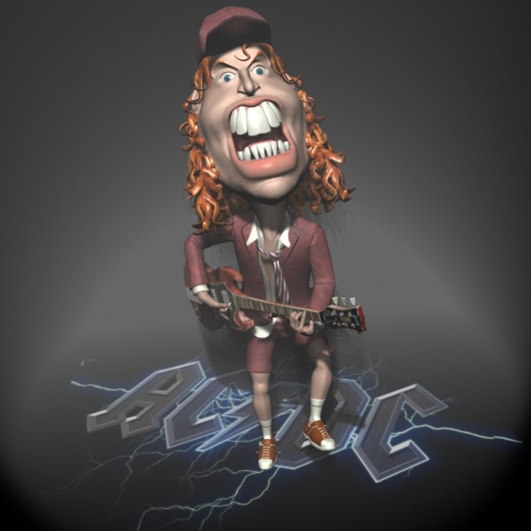Angus Young Toon Character 3d Model