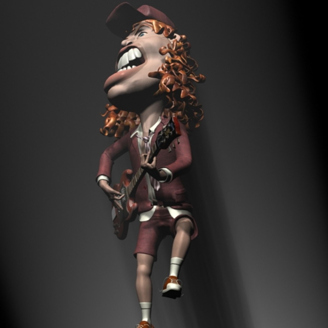Angus Young Toon Character 3d Model