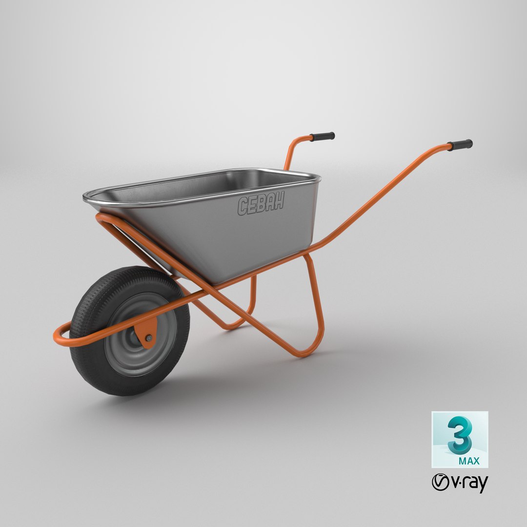3D One Wheel Barrow Model - TurboSquid 2145316