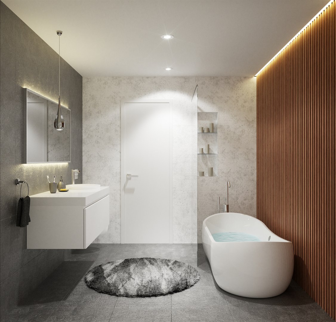 Render Scene Modern Bathroom 3D Model - TurboSquid 1527777