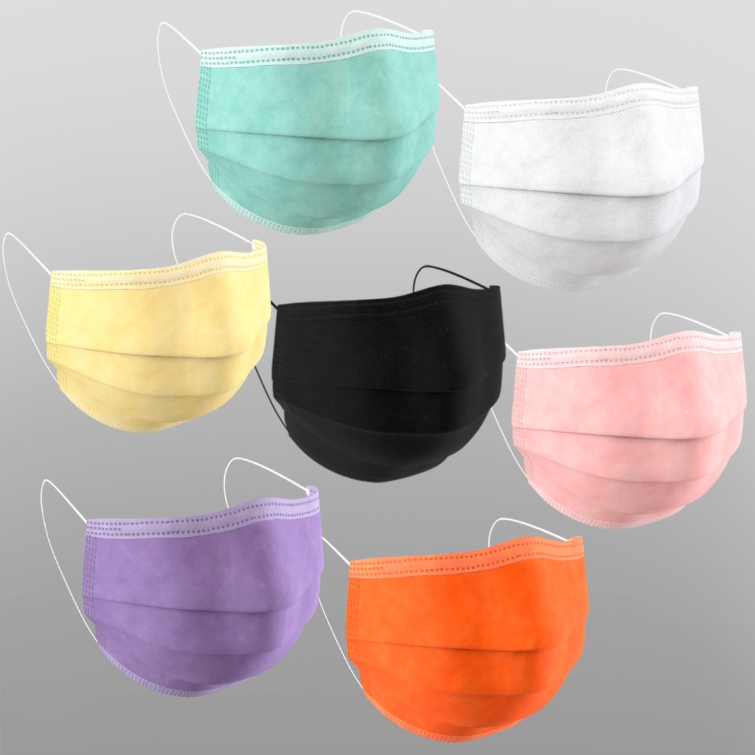 3D medical masks 7 color model - TurboSquid 1541106