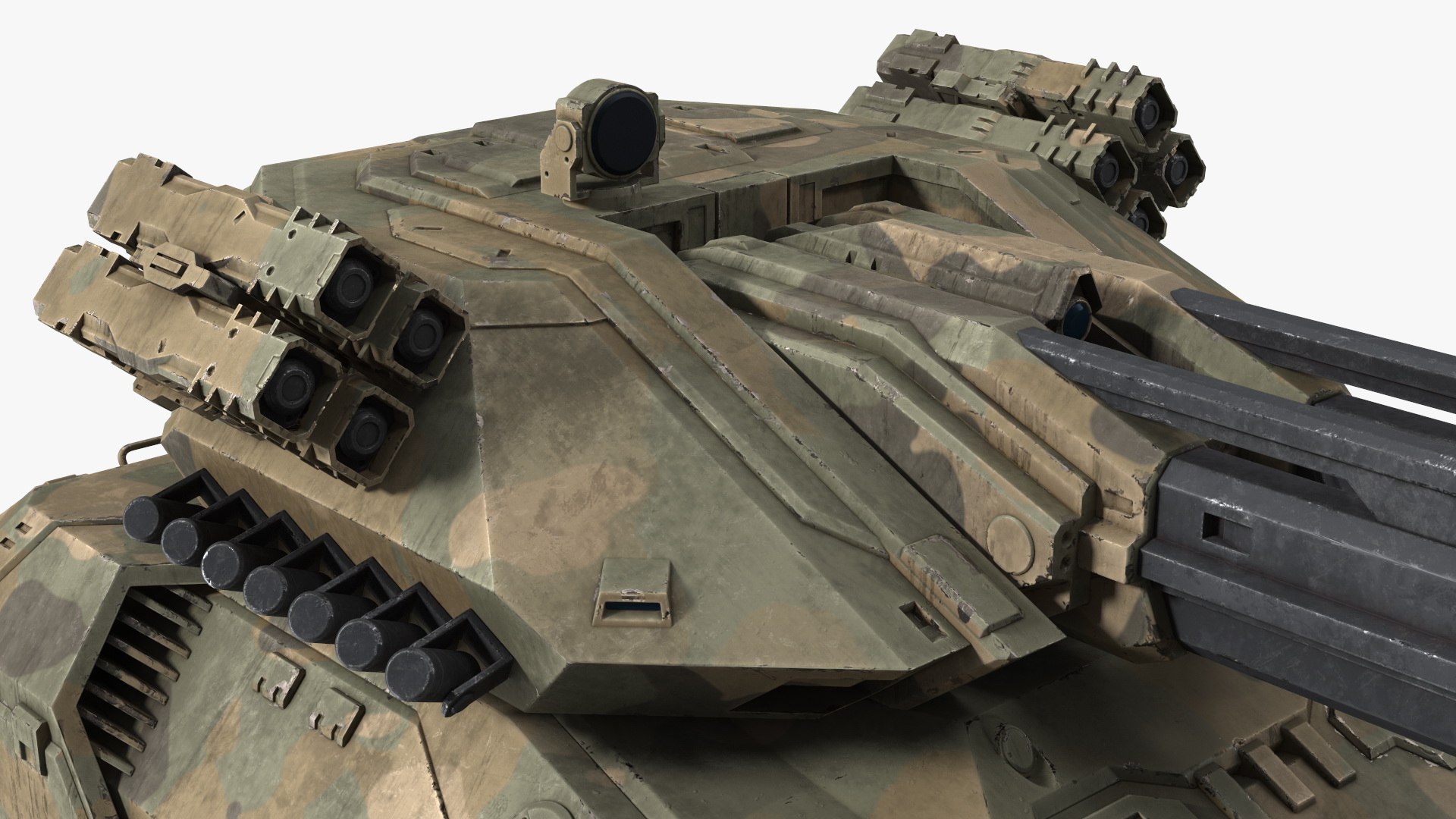 3D Futuristic Battle Tank In Camouflage Rigged For Cinema 4D Model ...