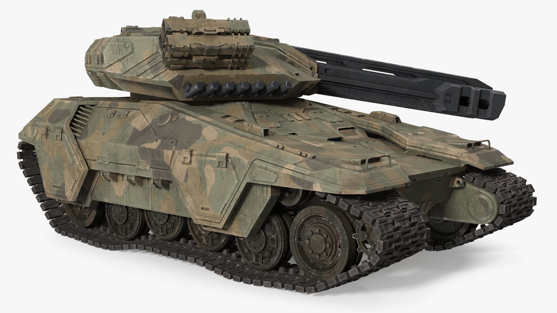 3D Futuristic Battle Tank In Camouflage Rigged For Cinema 4D Model ...