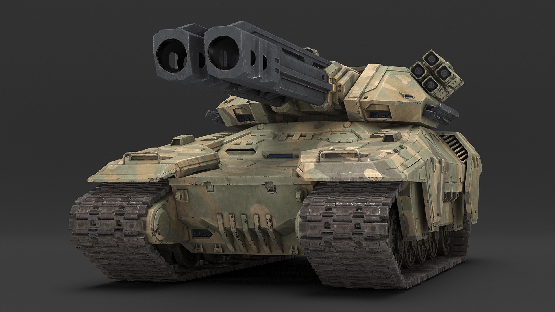 3D Futuristic Battle Tank In Camouflage Rigged For Cinema 4D Model ...