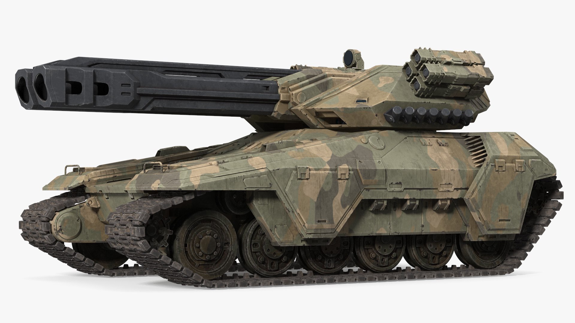 3D Futuristic Battle Tank In Camouflage Rigged For Cinema 4D Model ...
