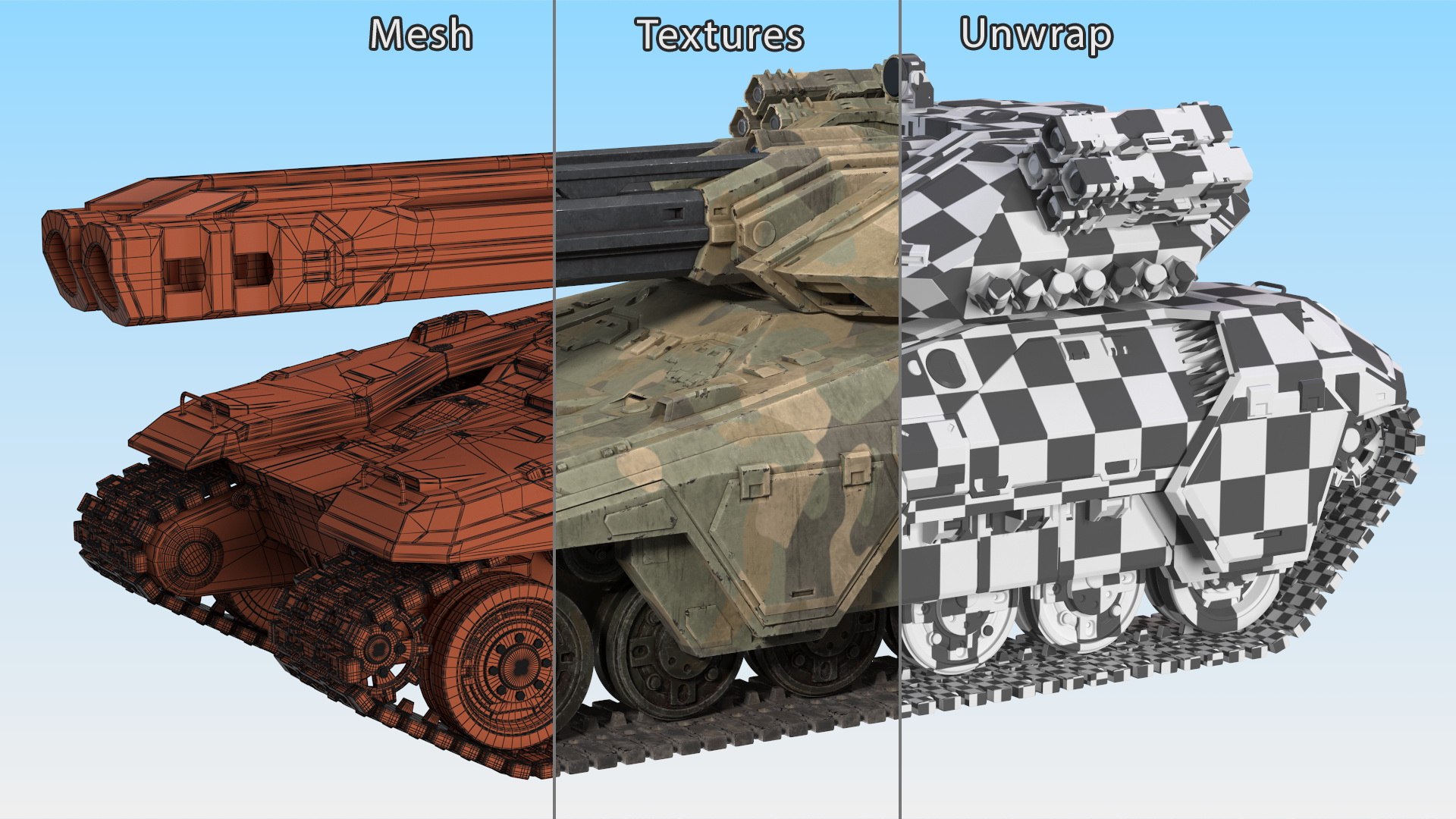 3D Futuristic Battle Tank In Camouflage Rigged For Cinema 4D Model ...