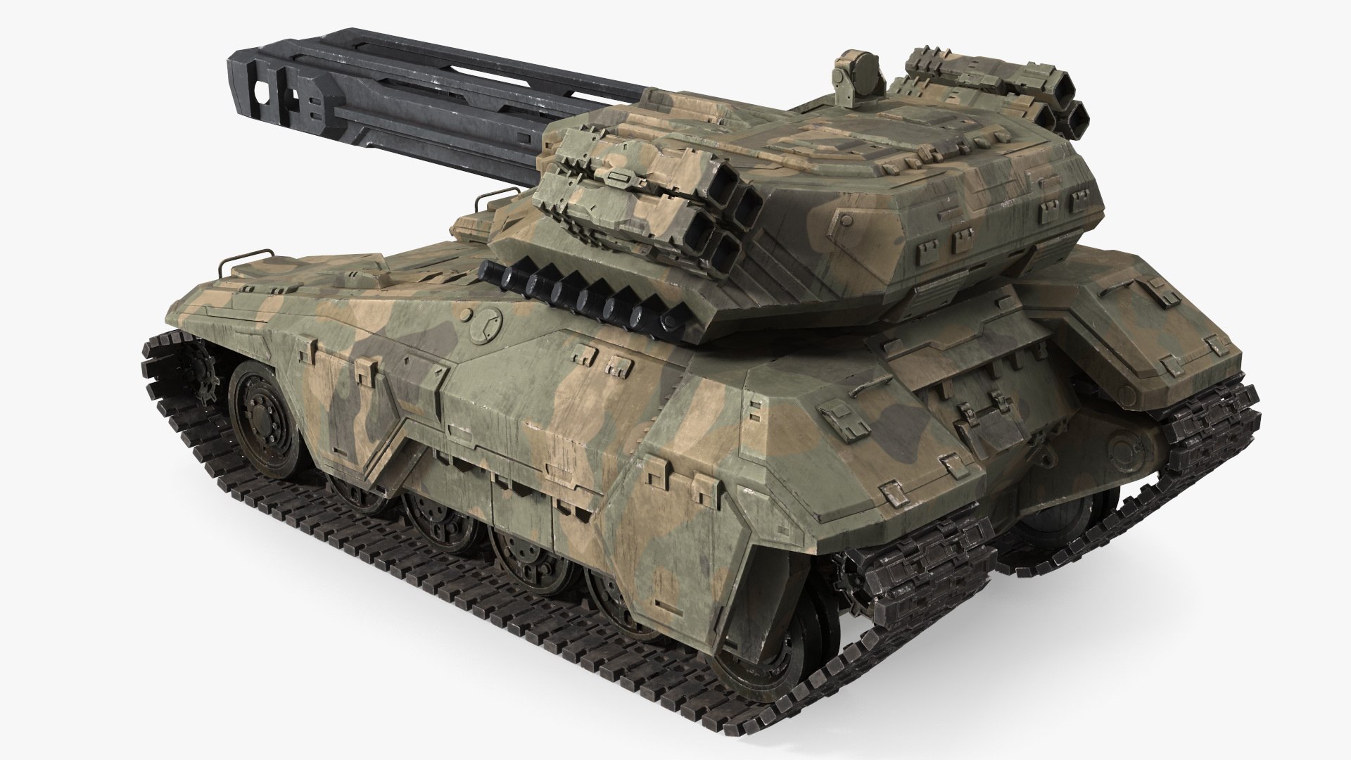 3D Futuristic Battle Tank In Camouflage Rigged For Cinema 4D Model ...