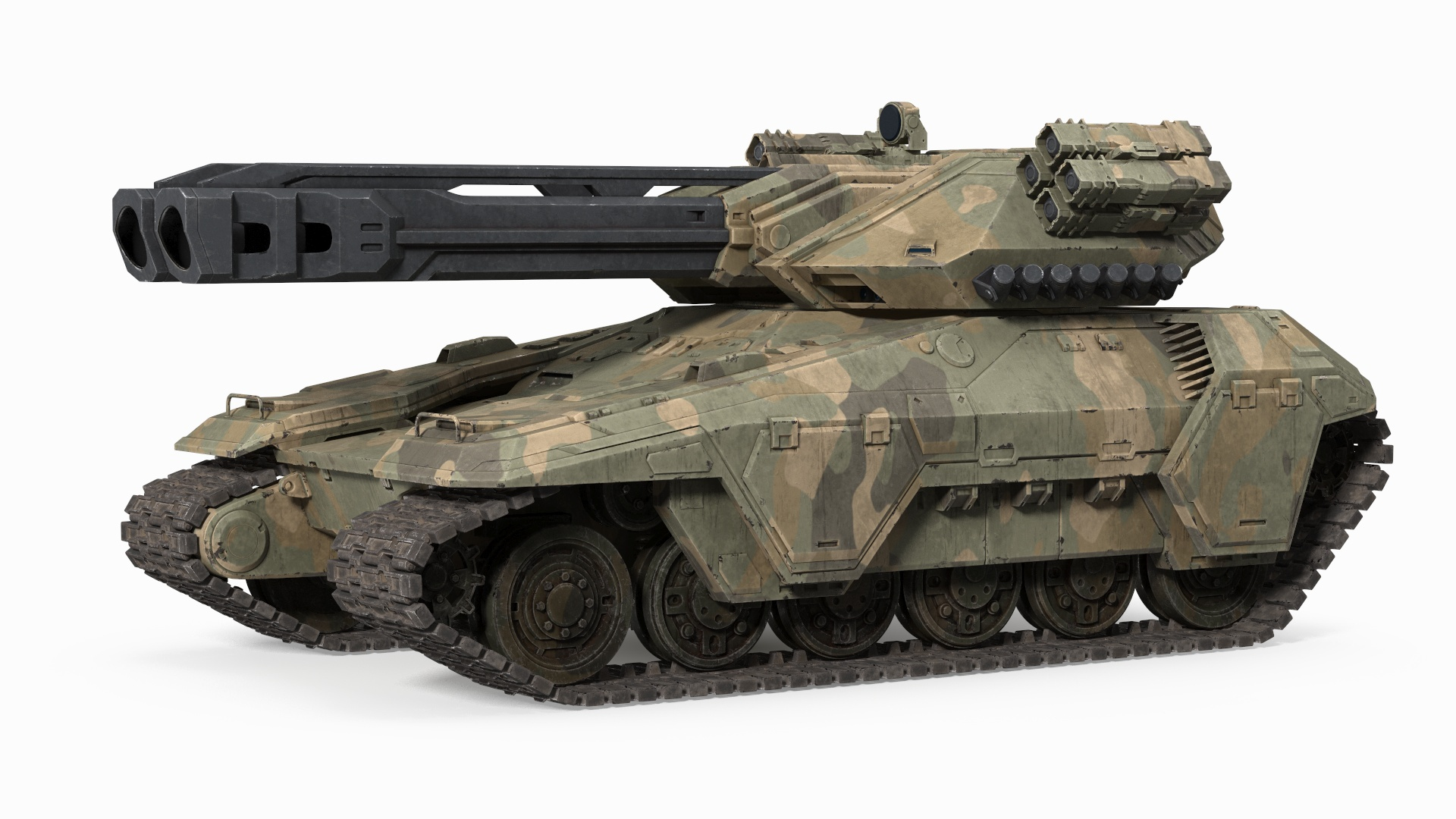 3D Futuristic Battle Tank In Camouflage Rigged For Cinema 4D Model ...