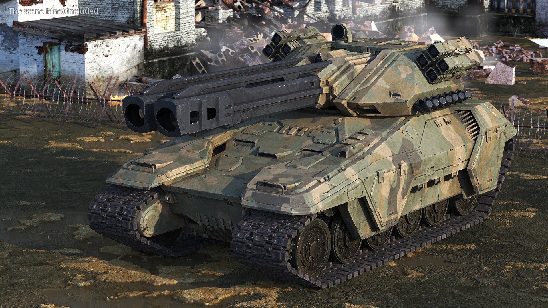 3D Futuristic Battle Tank In Camouflage Rigged For Cinema 4D Model ...