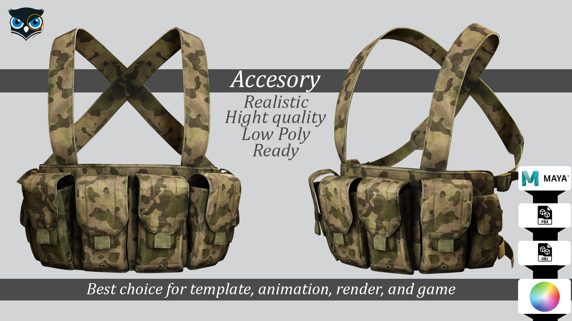 Classic Camo Chest Rig - Realistic 3D Model 3D Model - TurboSquid 2419497