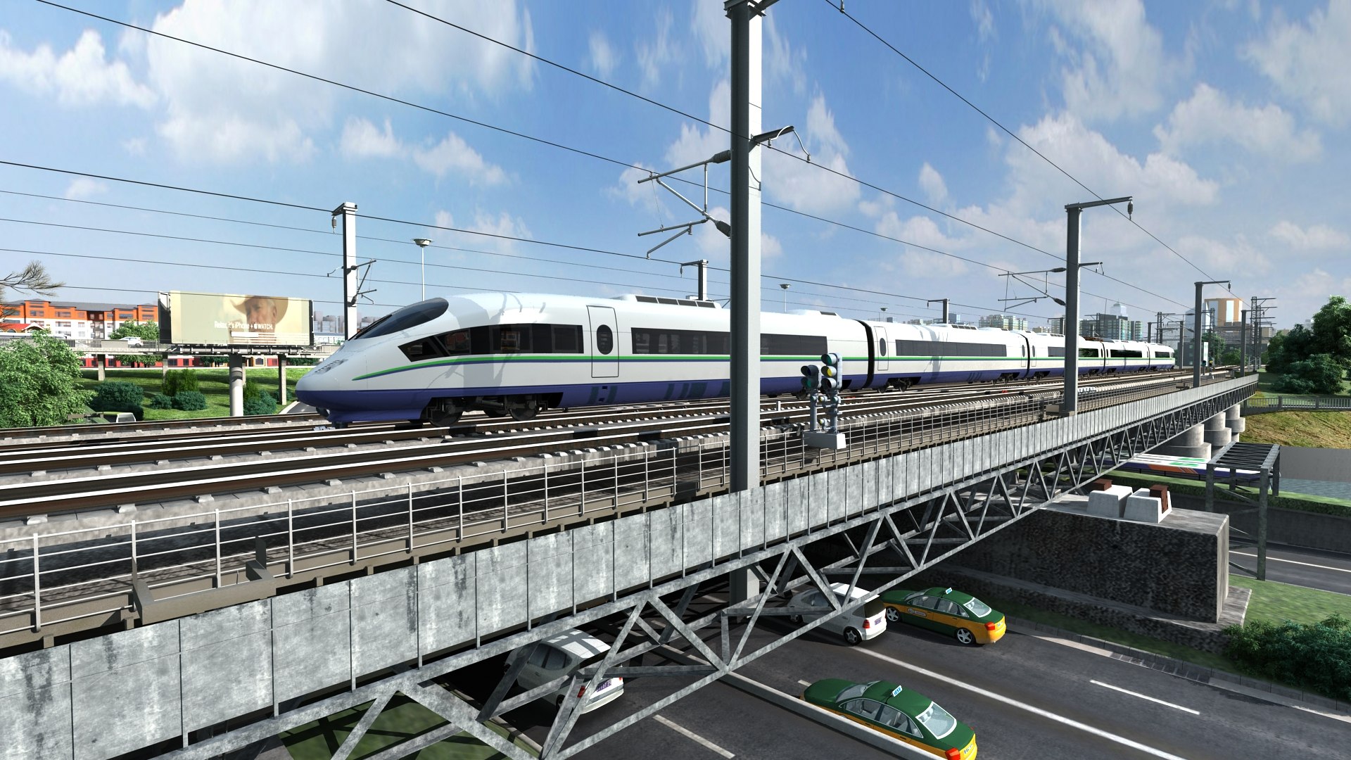 High-Speed Train Railway Scene 3D Model - TurboSquid 2113365