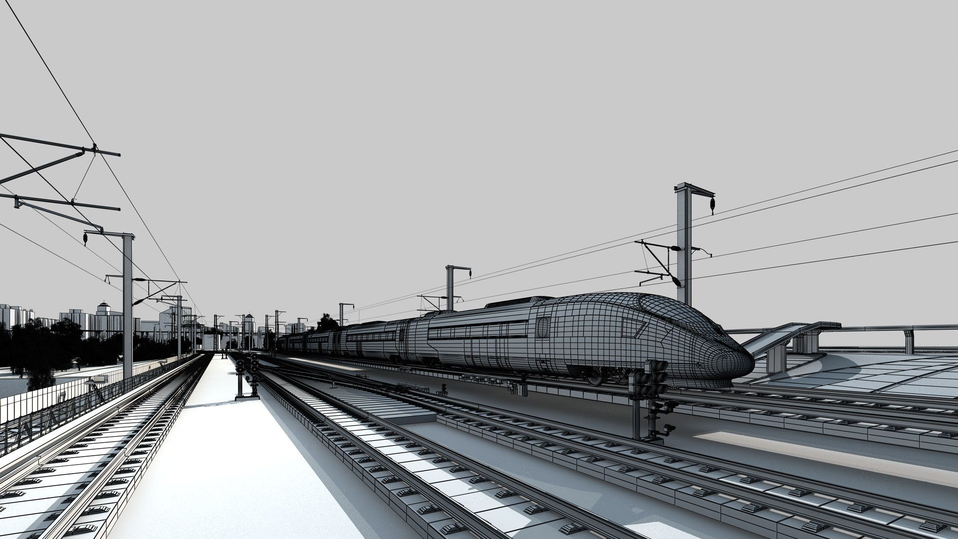 High-Speed Train Railway Scene 3D Model - TurboSquid 2113365