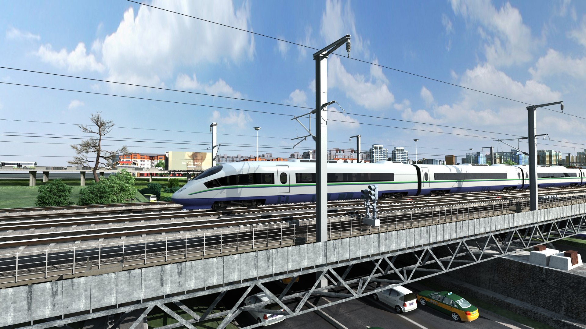 High-Speed Train Railway Scene 3D Model - TurboSquid 2113365