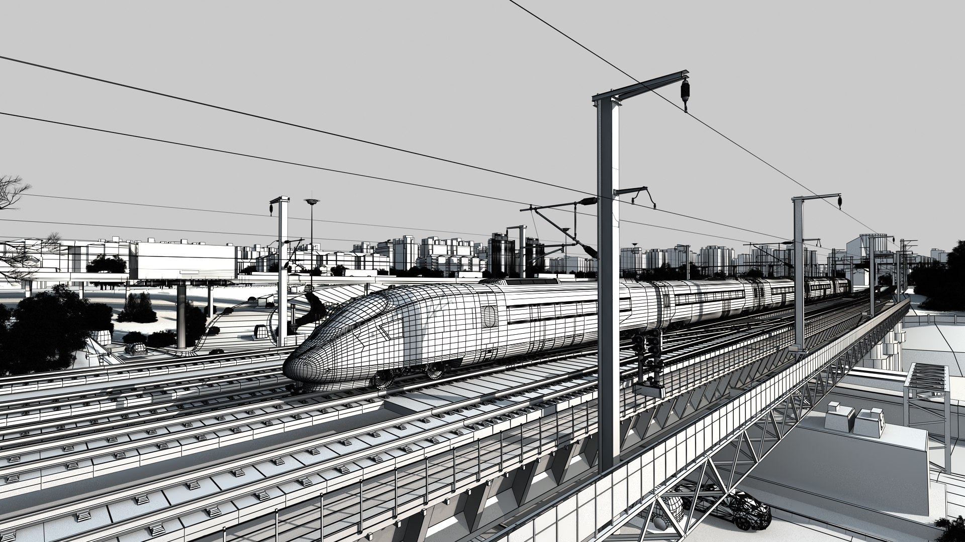 High-Speed Train Railway Scene 3D Model - TurboSquid 2113365
