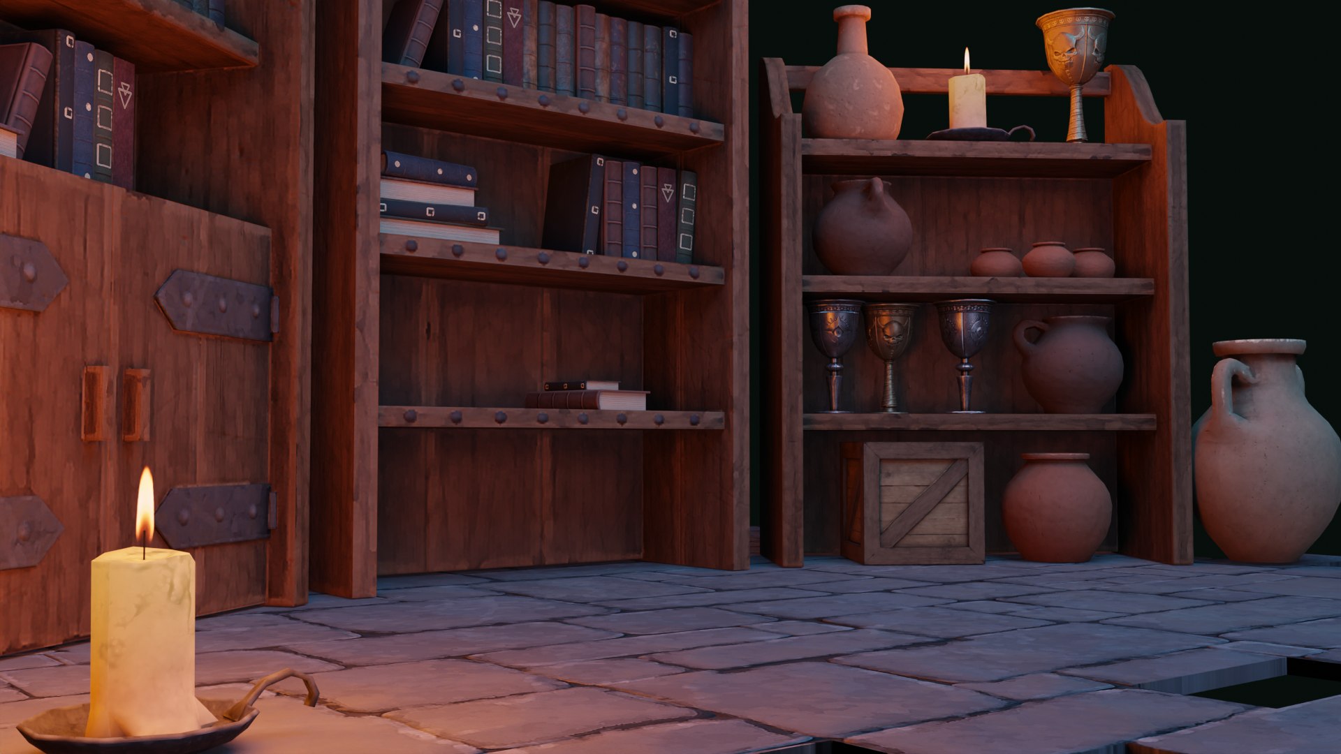Medieval Bookcases Scene Asset 3D Model - TurboSquid 2140106