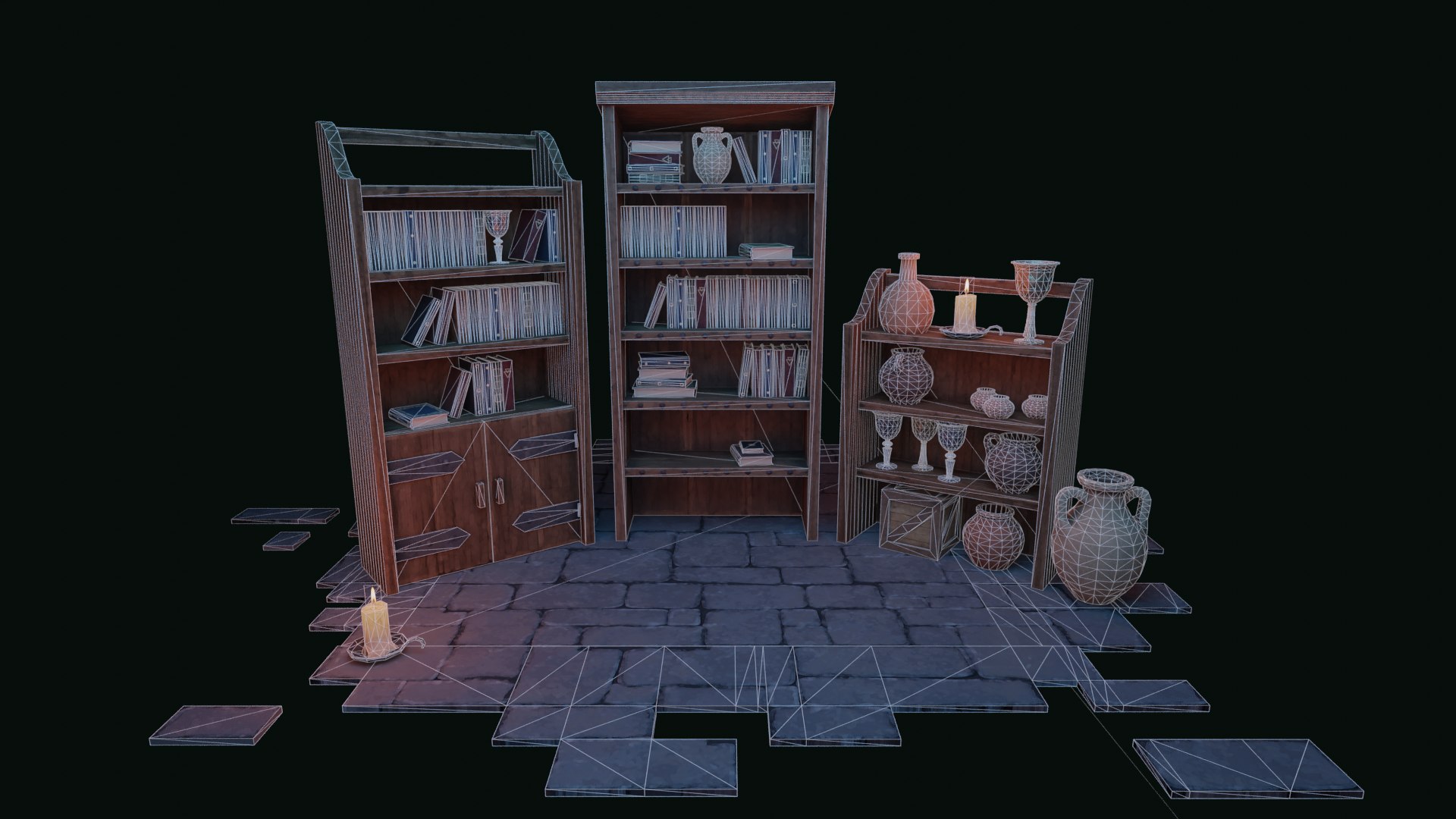 Medieval Bookcases Scene Asset 3D Model - TurboSquid 2140106