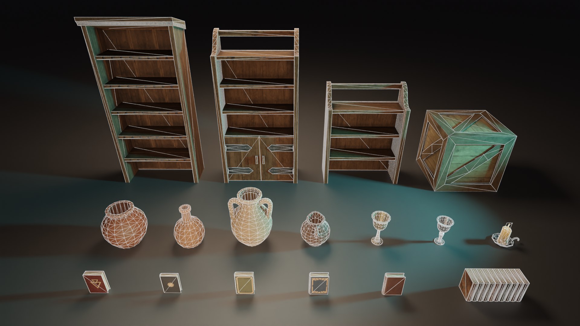 Medieval Bookcases Scene Asset 3D Model - TurboSquid 2140106