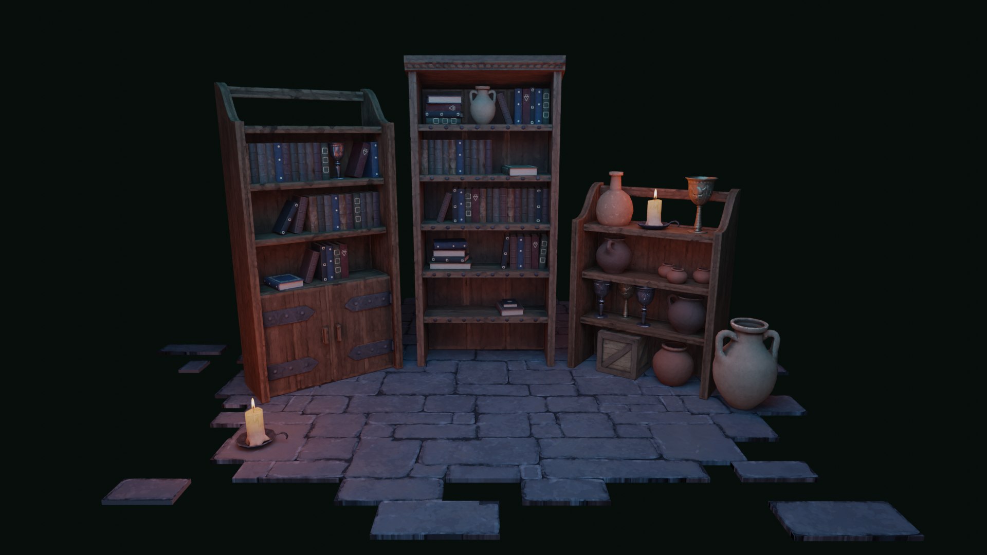 Medieval Bookcases Scene Asset 3D Model - TurboSquid 2140106