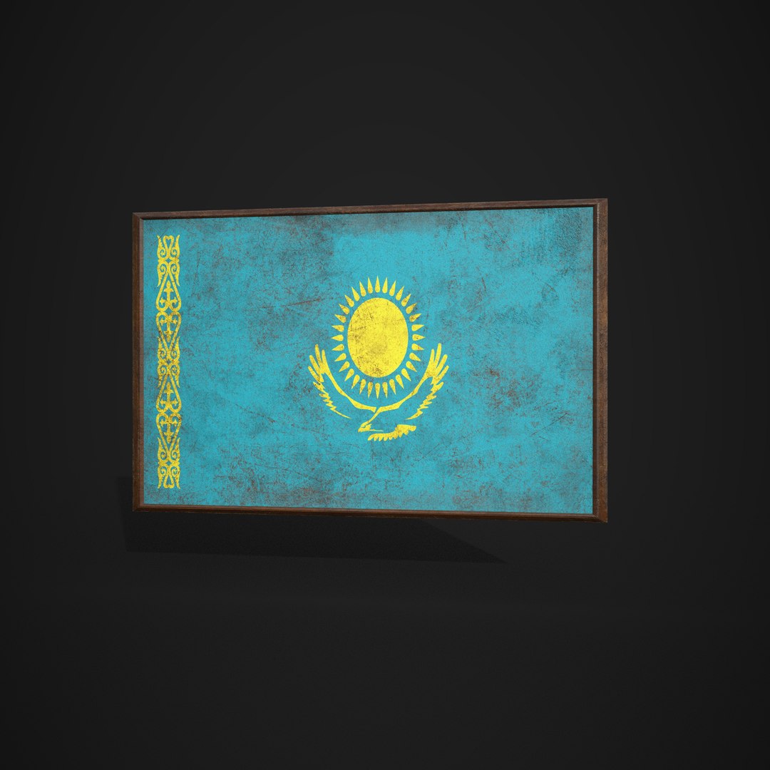 Old Picture Frame With Kazakhstan Flag - Game Ready PBR Low-poly 3D ...