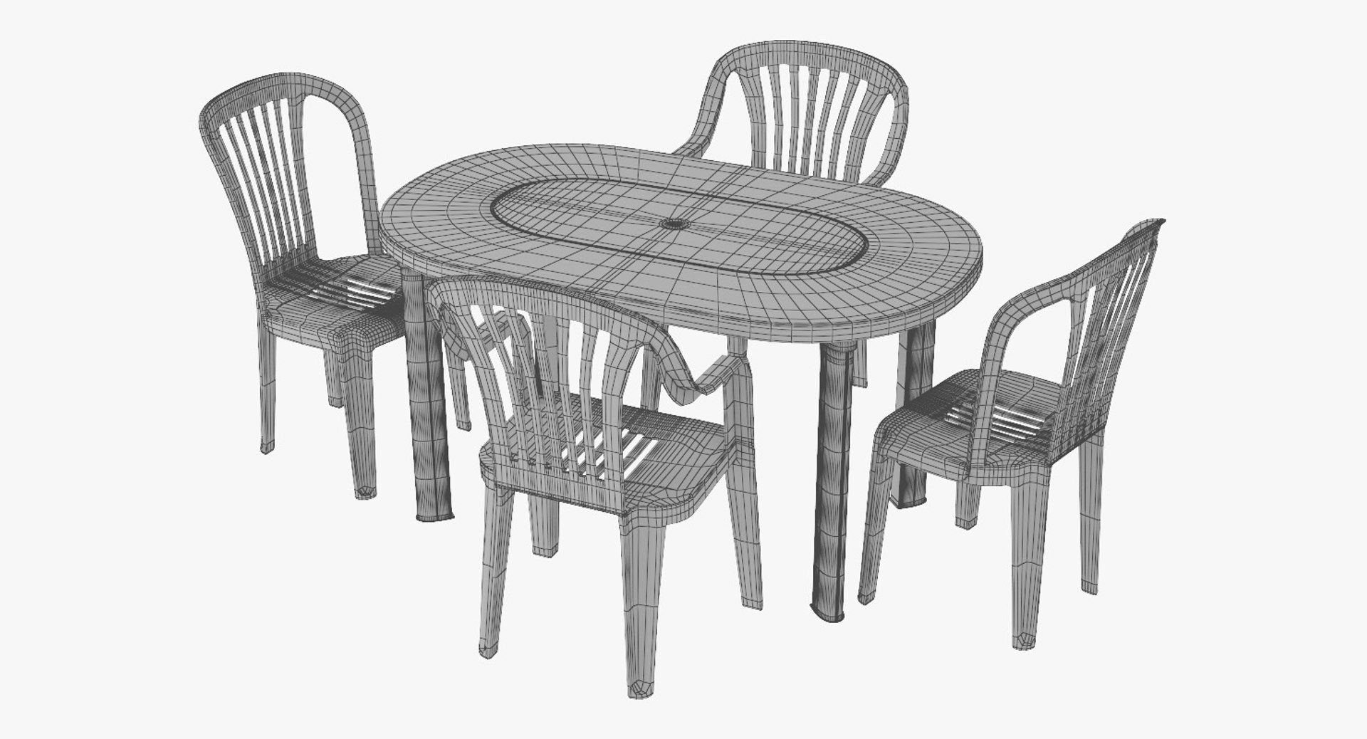 Plastic Chairs Table 3D Model - TurboSquid 1327756