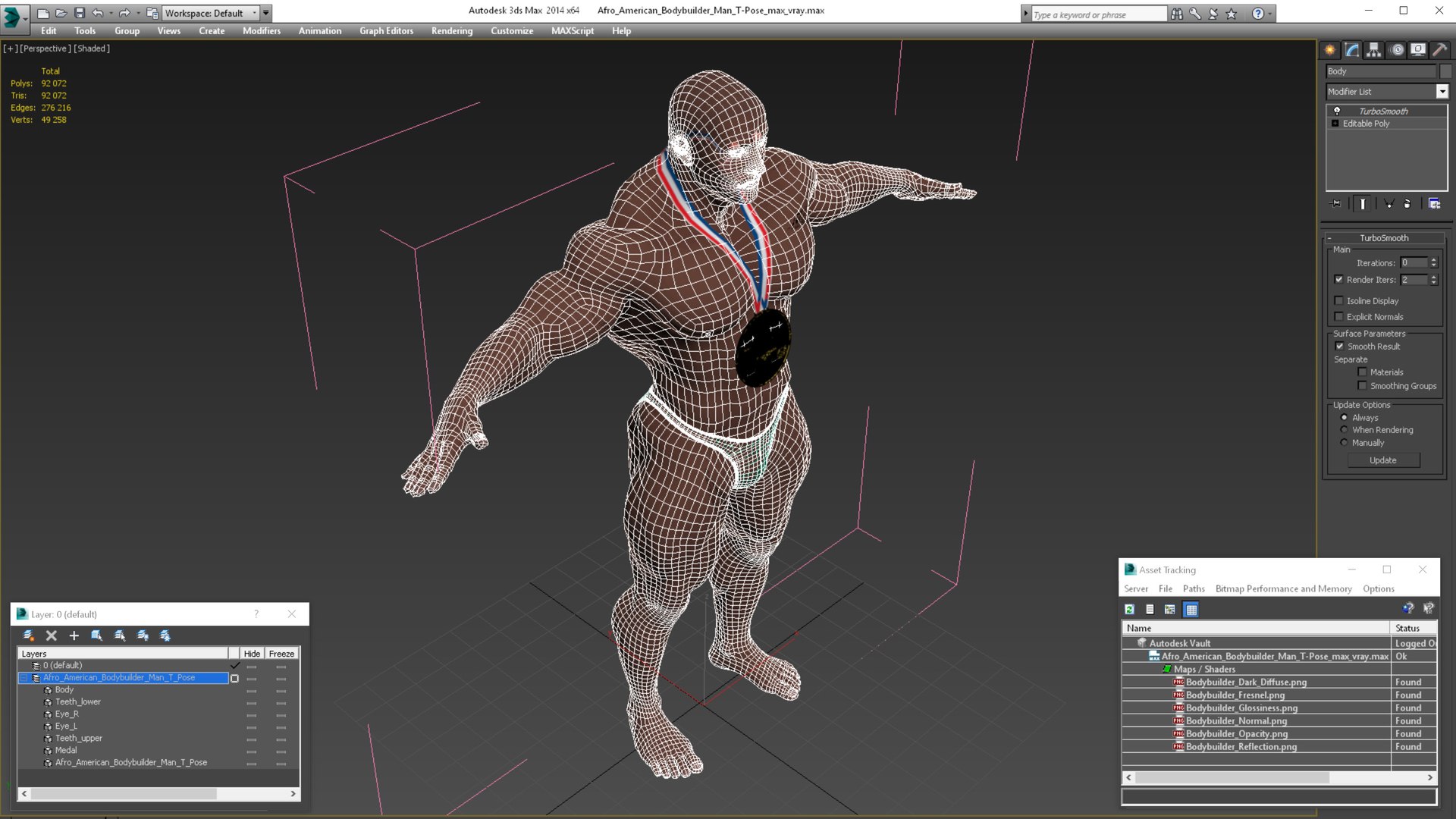 Afro American Bodybuilder Man T-Pose 3D - TurboSquid 2047595