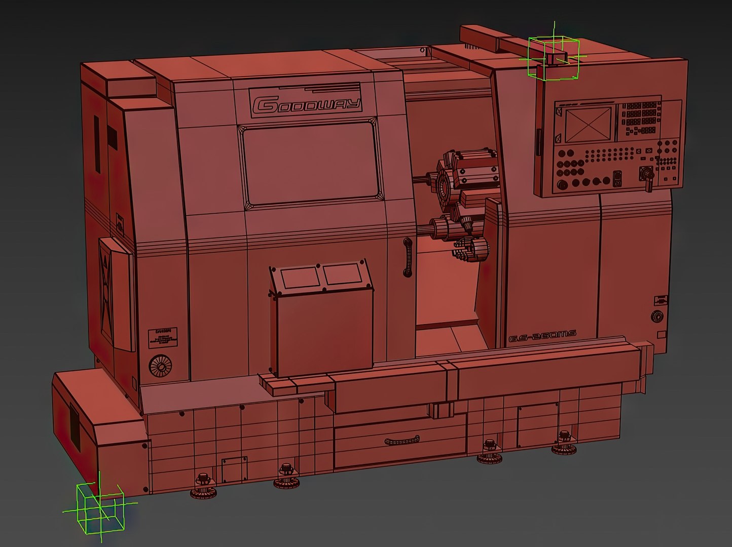 3D Lathe Turret Machine GOODWAY GS-260MS Koordinate Cnc Model ...