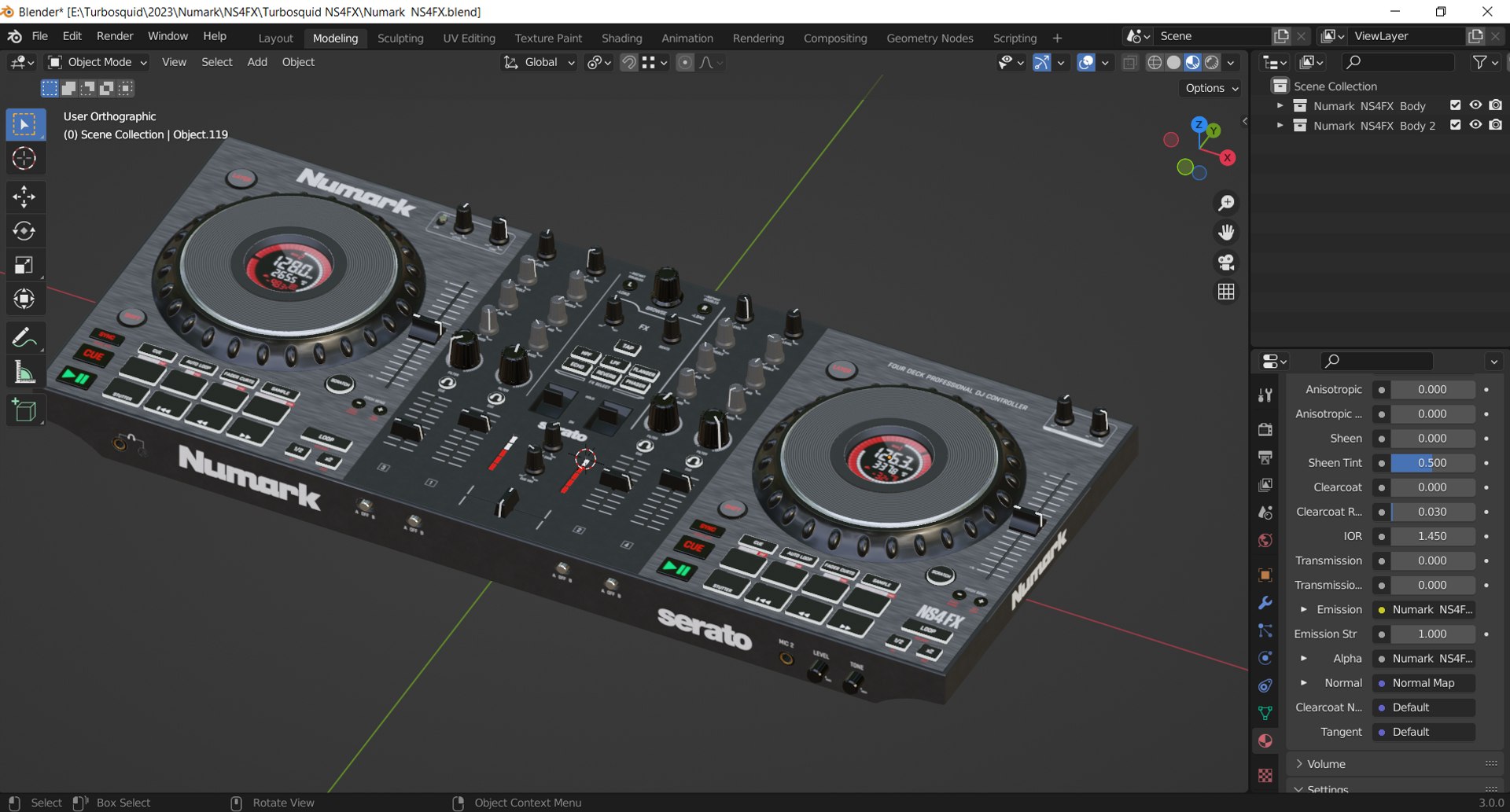 3D Professional 4 - Deck DJ Controller Numark NS4FX Model - TurboSquid 2097199
