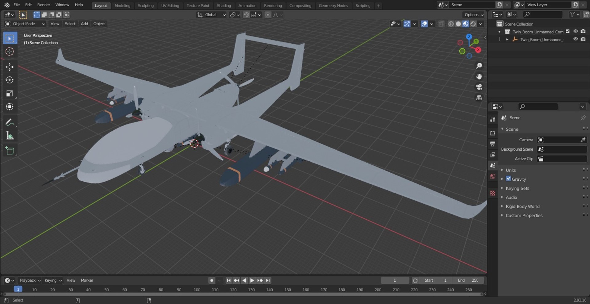 3D Twin-Boom Unmanned Combat Aerial Vehicle - TurboSquid 2055049