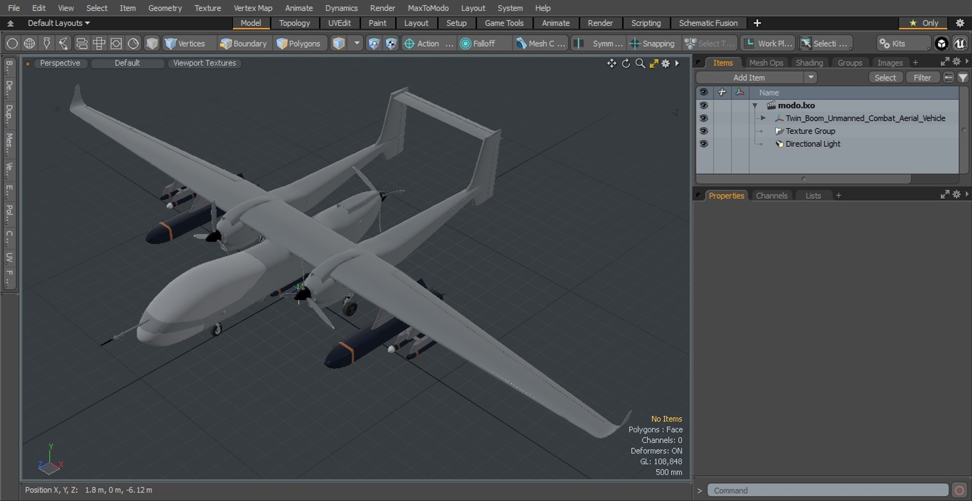 3D Twin-Boom Unmanned Combat Aerial Vehicle - TurboSquid 2055049