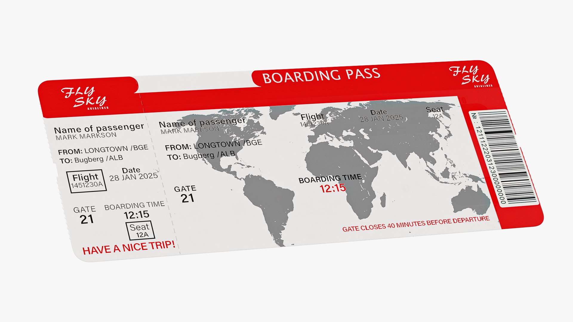 Red Boarding Pass 3D - TurboSquid 2112730
