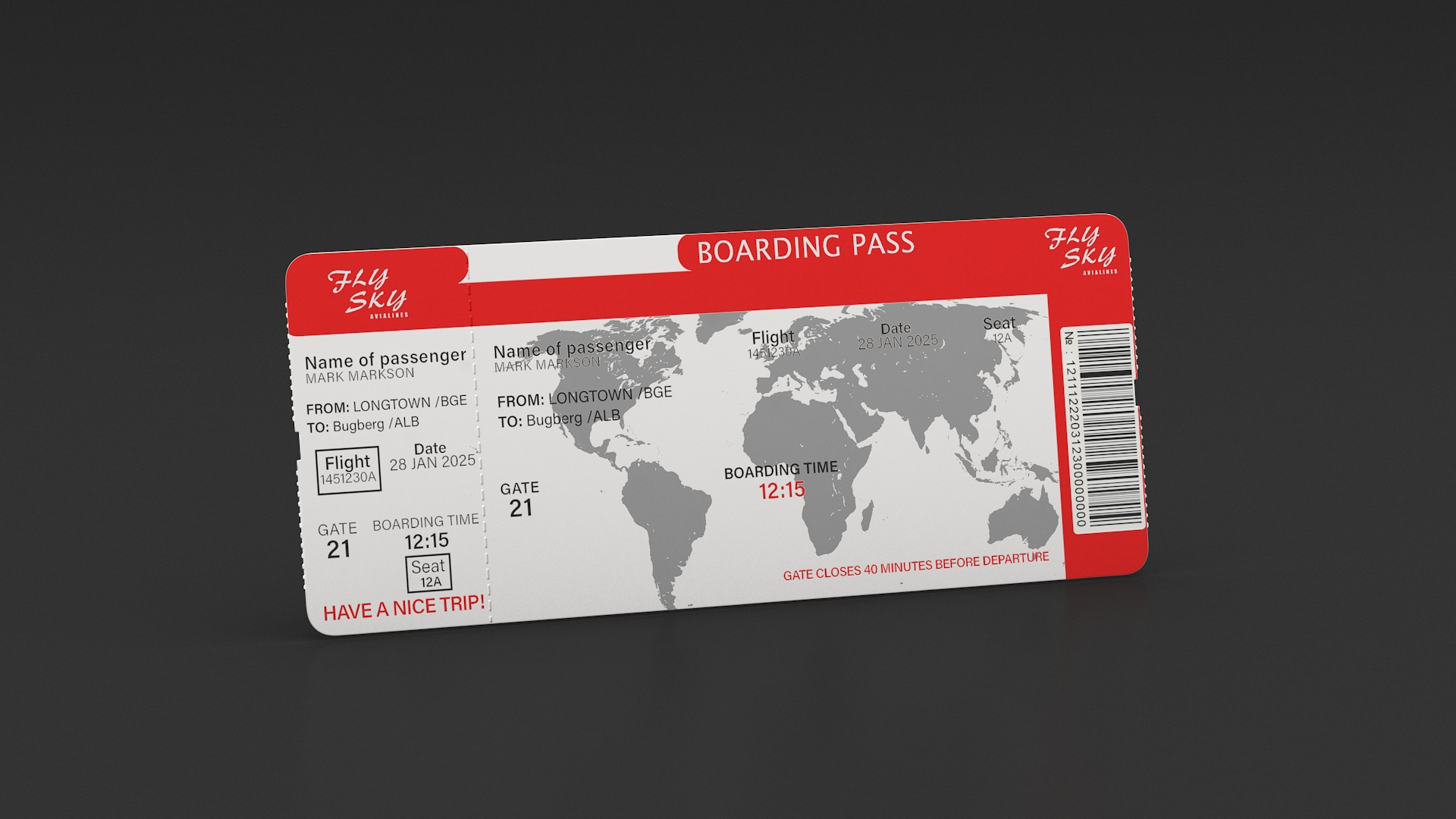 Red Boarding Pass 3D - TurboSquid 2112730