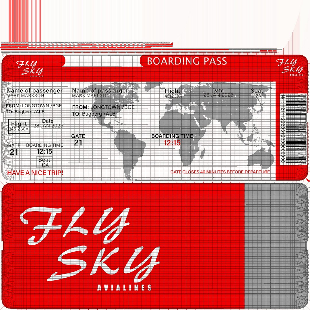 Red Boarding Pass 3D - TurboSquid 2112730