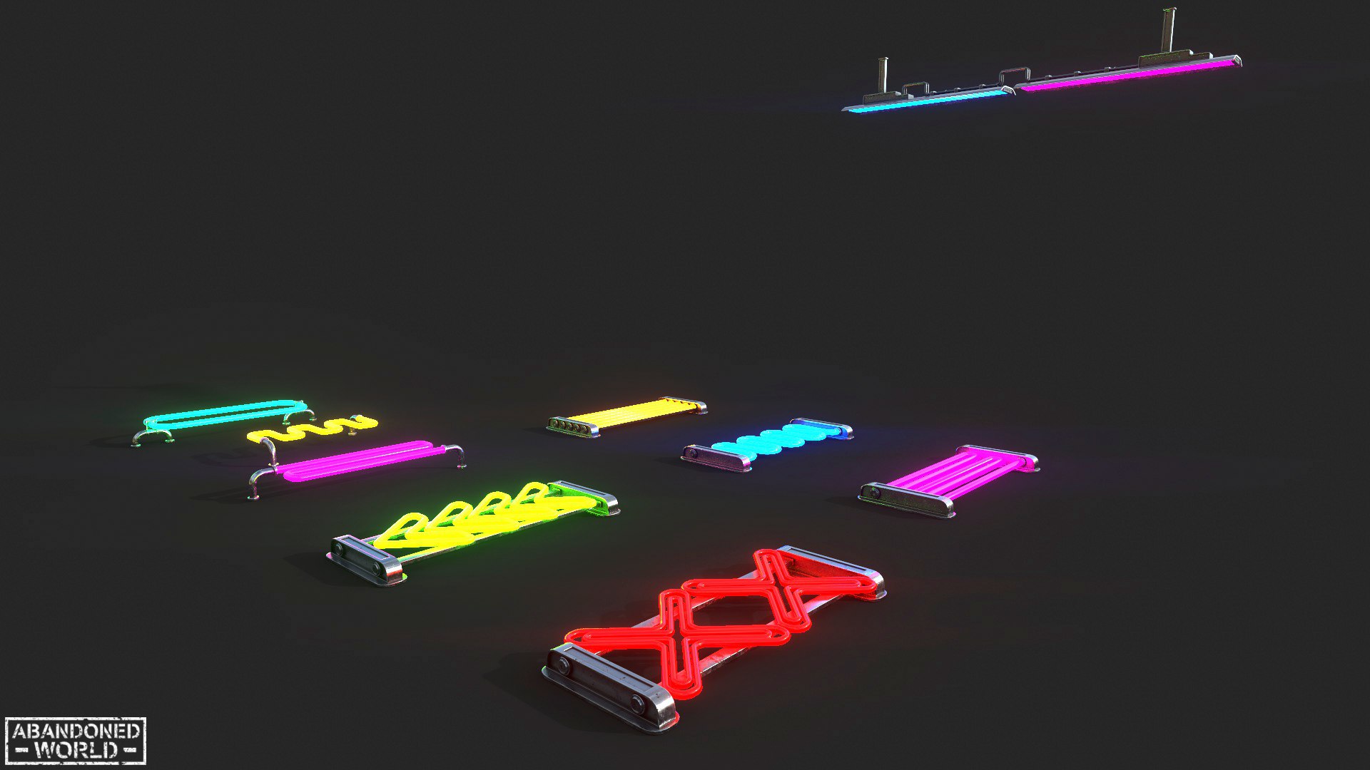 CyberPunk Neon Lamps Set Model - TurboSquid 1871647