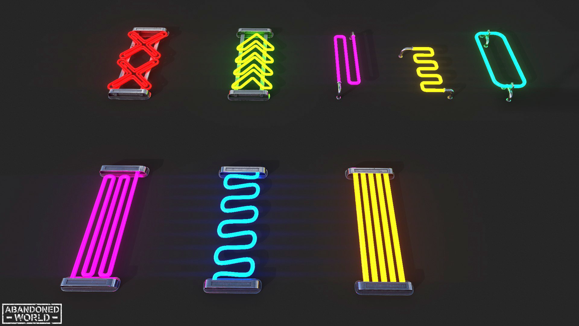 CyberPunk Neon Lamps Set Model - TurboSquid 1871647