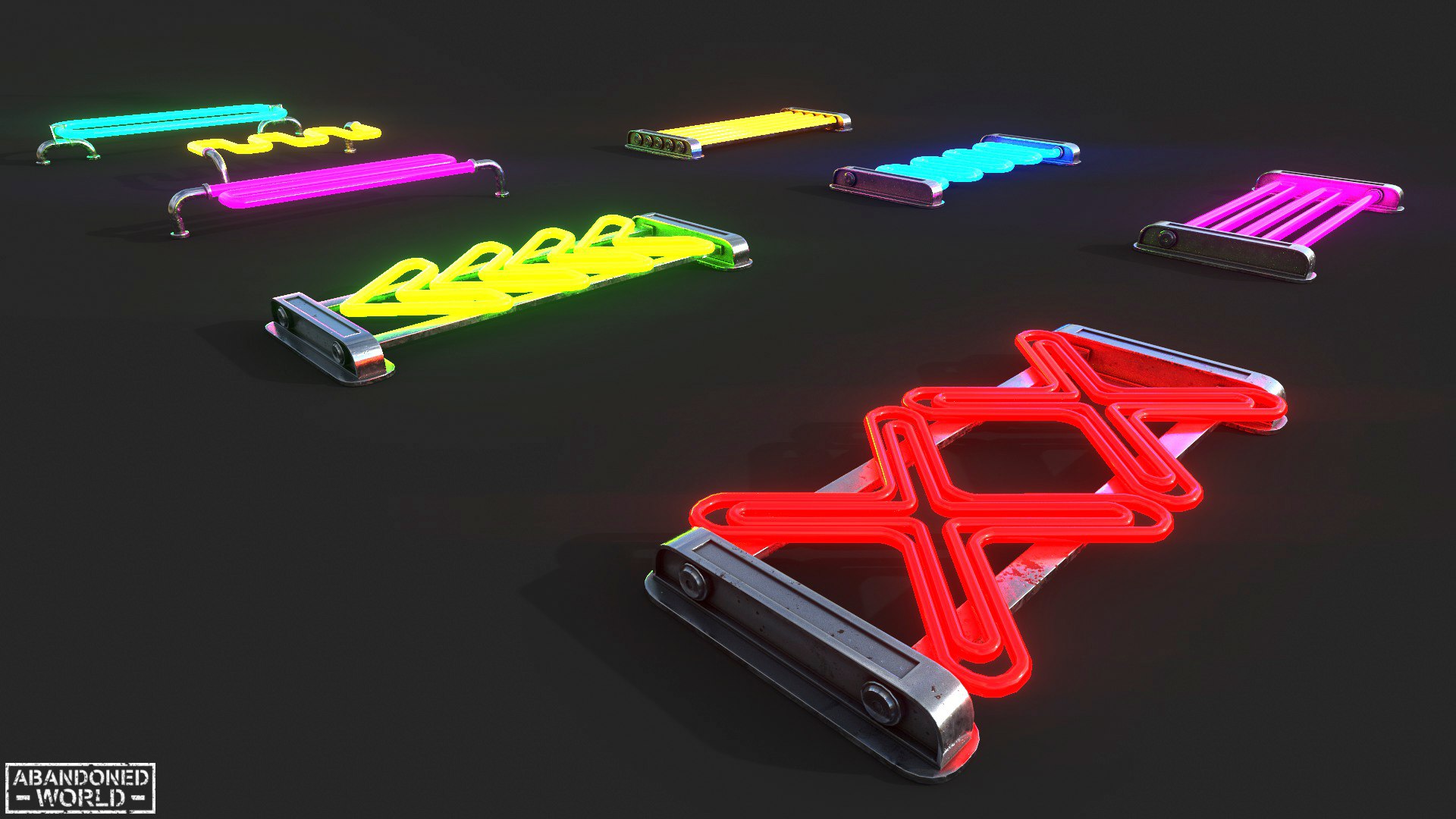 CyberPunk Neon Lamps Set Model - TurboSquid 1871647