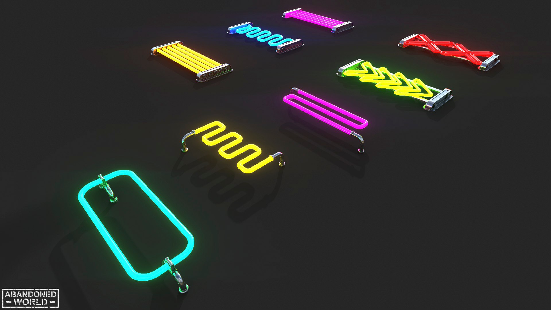 CyberPunk Neon Lamps Set Model - TurboSquid 1871647
